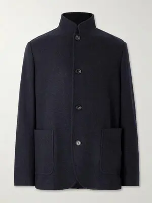 Loro Piana Spagna Nehru-collar Unstructured Cashmere-blend Jersey Suit Jacket - Blue