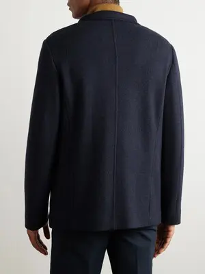 Loro Piana Spagna Nehru-collar Unstructured Cashmere-blend Jersey Suit Jacket - Blue