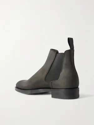 EDWARD GREEN Govan Waxed-suede Chelsea Boots - Gray
