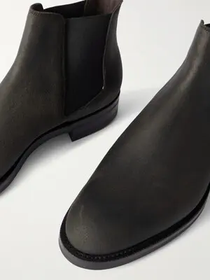 EDWARD GREEN Govan Waxed-suede Chelsea Boots - Gray