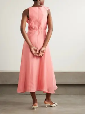 Aje Genesis Ruffled Pleated Muslin Midi Dress - Orange