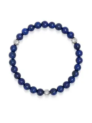 NIALAYA JEWELRY 6mm Lapis Lazuli Beaded Bracelet - Blue
