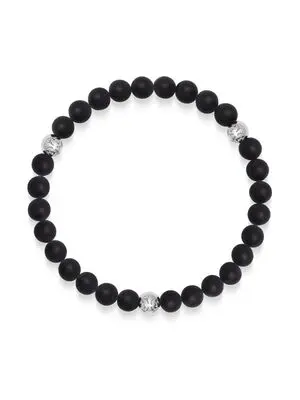 NIALAYA JEWELRY 6mm Onyx Beaded Bracelet - Black