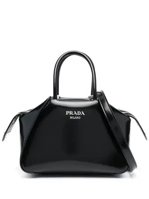 Prada Brushed Leather Tote Bag - Black