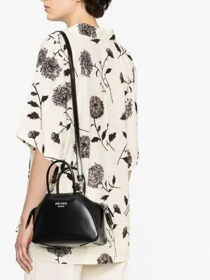 Prada Brushed Leather Tote Bag - Black