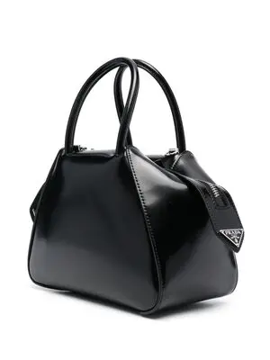 Prada Brushed Leather Tote Bag - Black