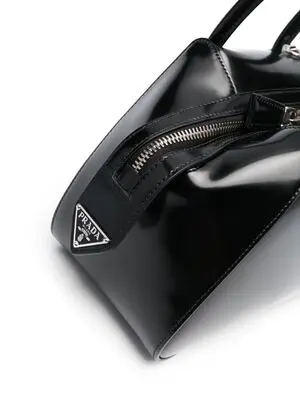 Prada Brushed Leather Tote Bag - Black