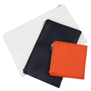 Wolf Maria Set Of 3 Zip Jewelry Pouches - White/navy/tangerine