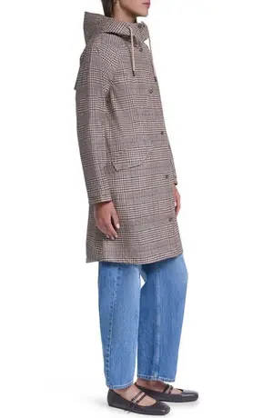 LEVI'S Water Resistant Long Rain Jacket - Houndstooth Print