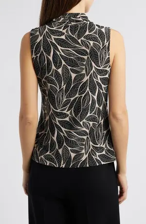 Anne Klein Leaf Print Sleeveless Top