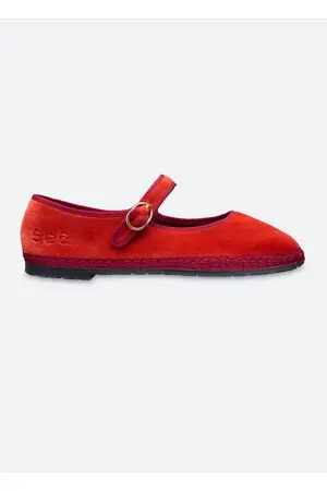 Sea Velvet Mary Jane Flats - Red