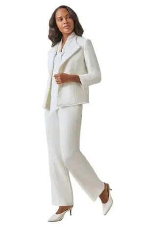 KASPER Textured Single-button Blazer - Vanilla Ice