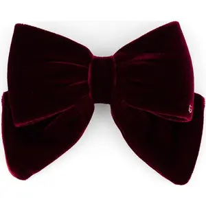 Alexandre De Paris Velvet Bow Barrette - Burgundy