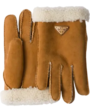Prada Suede Sheepskin Gloves - Honey