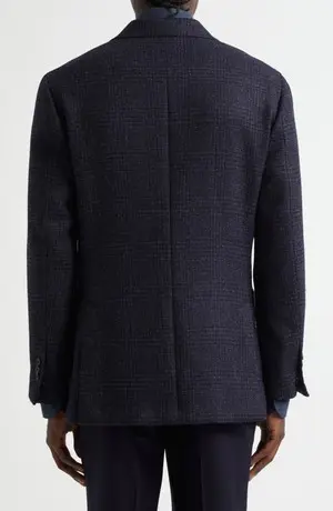 Thom Sweeney Unstructured Double Breasted Plaid Wool Sport Coat