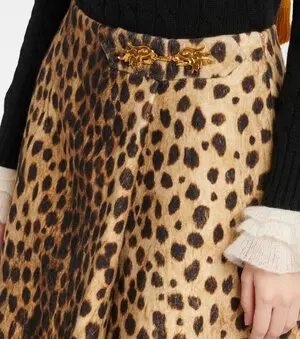 Valentino Garavani Leopard-print Wool Midi Skirt