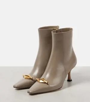 JIMMY CHOO Ryker 70 Leather Ankle Boots - Beige
