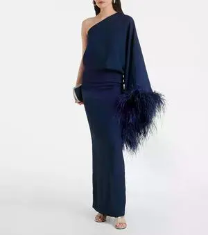 TALLER MARMO Feathered Eternity Maxi Dress - Blue