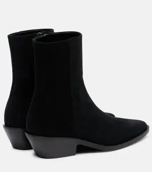 A.emery Hudson Suede Zip Up Ankle Boots - Black