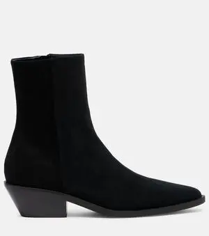 A.emery Hudson Suede Zip Up Ankle Boots - Black