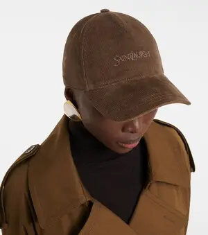 Saint Laurent Corduroy Baseball Cap - Beige