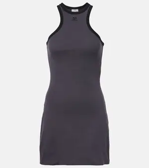 COURREGES Courrèges Scuba Cotton Jersey Minidress - Blue