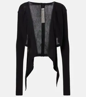 Rick Owens Cropped Virgin Wool Sweater - Black