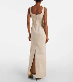 Jacquemus De-nîmes Croc-effect Cotton Maxi Dress - Beige