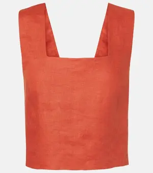Asceno Cozumel Linen Top - Orange