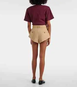 Magda Butrym High-rise Cotton-blend Shorts - Beige