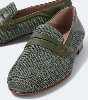 Manolo Blahnik Padstow Raffia Loafers - Green