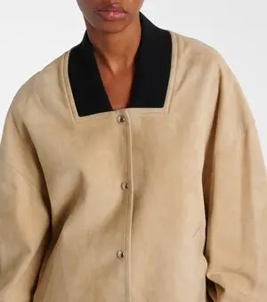 Khaite Spence Suede Bomber Jacket - Beige
