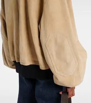 Khaite Spence Suede Bomber Jacket - Beige