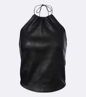 Stouls Rosie Halterneck Leather Top - Black