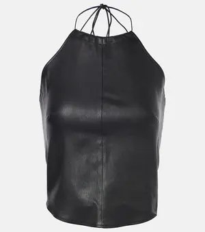 Stouls Rosie Halterneck Leather Top - Black