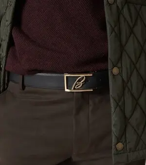 Brioni Logo Leather Belt - Black