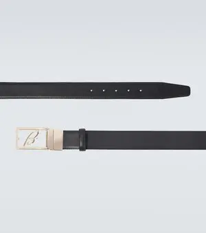 Brioni Logo Leather Belt - Black