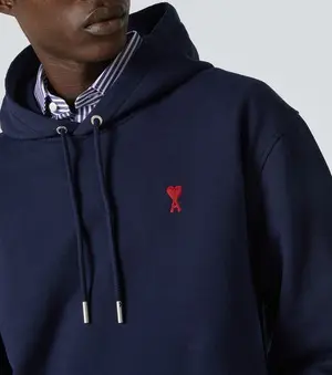 AMI Paris De Cœur Cotton Fleece Hoodie - Blue