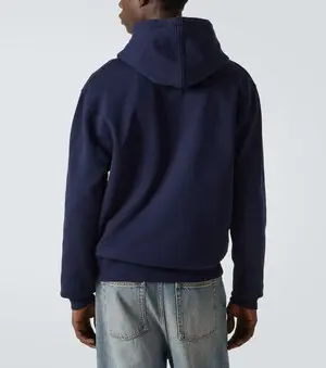 AMI Paris De Cœur Cotton Fleece Hoodie - Blue