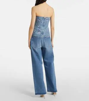 ROTATE BY BIRGER CHRISTENSEN Rhinestone Denim Top