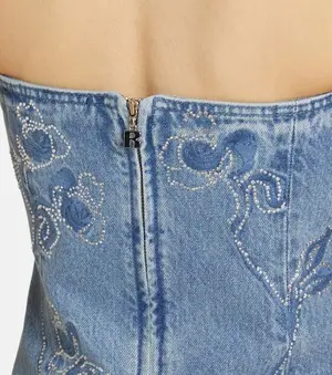 ROTATE BY BIRGER CHRISTENSEN Rhinestone Denim Top