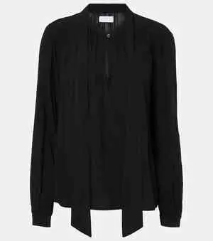 Velvet By Graham & Spencer Gabrielle Draped Rayon Challis Blouse - Black
