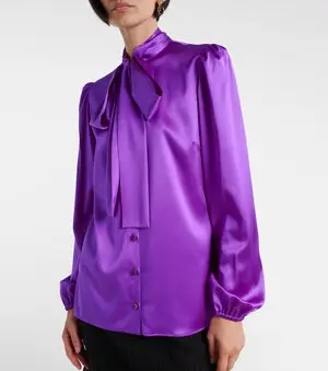 Dolce & Gabbana Silk-blend Satin Blouse - Purple