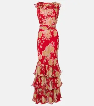 Rixo Rio Floral Gown - Red