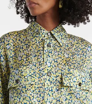 Bottega Veneta Daisy Floral Silk Charmeuse Shirt - Multicoloured