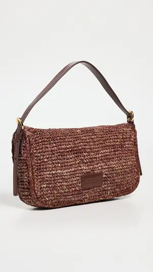 Staud Harlow Raffia Shoulder Bag - Mahogany
