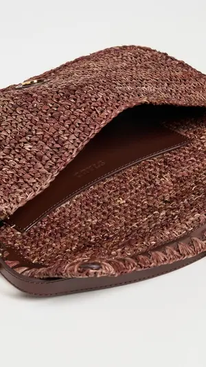 Staud Harlow Raffia Shoulder Bag - Mahogany