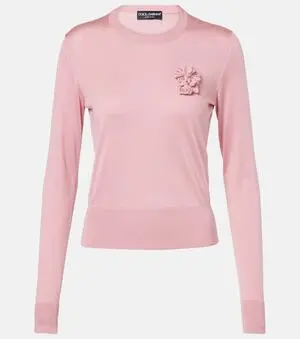 Dolce & Gabbana Floral-appliqué Silk Sweater
