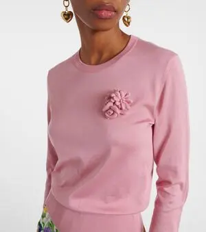 Dolce & Gabbana Floral-appliqué Silk Sweater