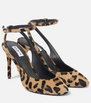 Alaïa Decollete 90 Calf Hair Slingback Pumps